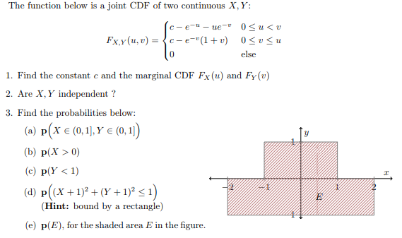 Solved The function below is a joint CDF of two continuous | Chegg.com