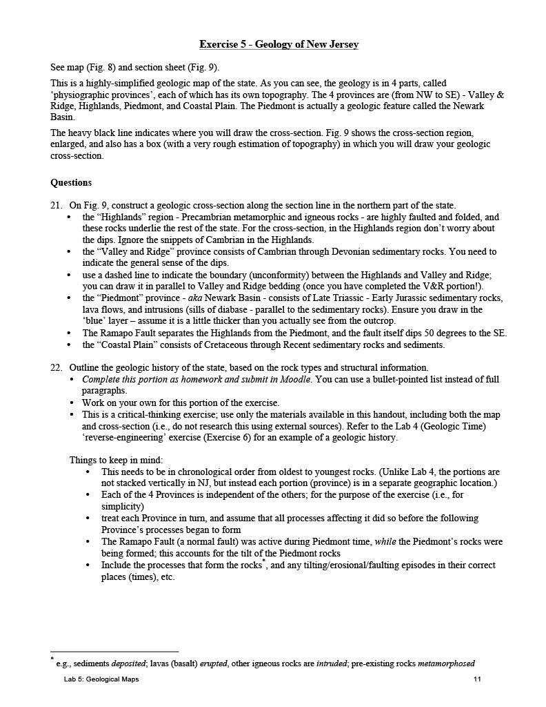 Exercise 5 - Geology of New Jersey See map (Fig. 8) | Chegg.com