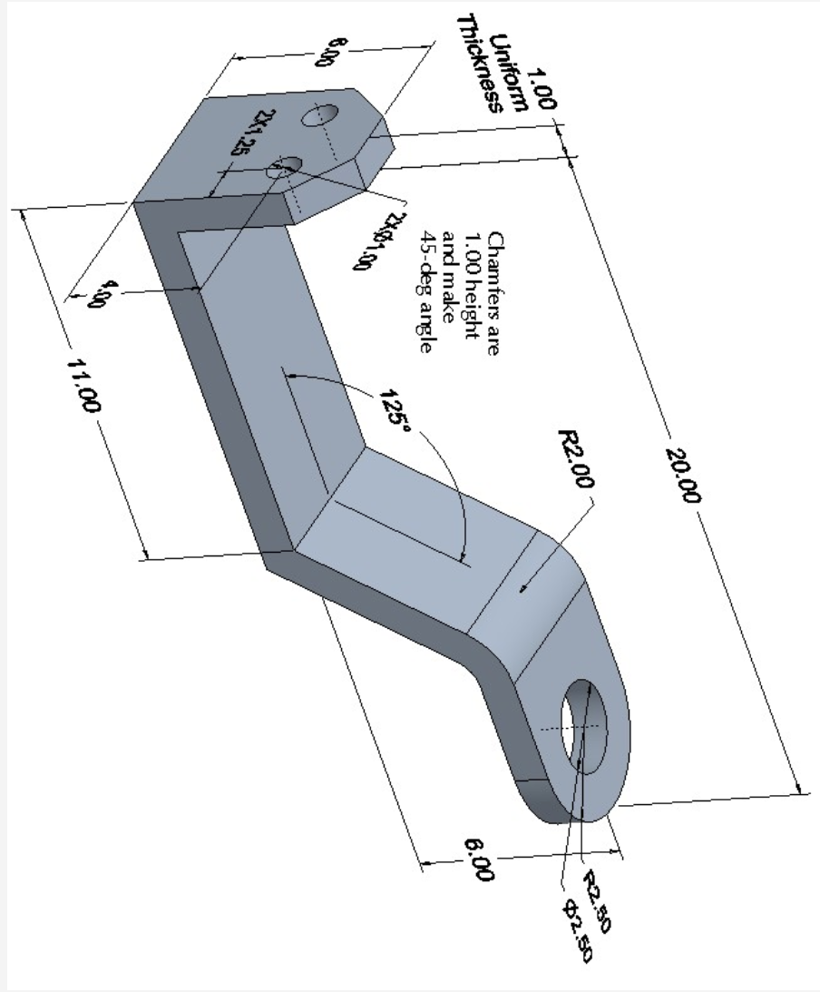 Solved Create an engineering drawing of the bracket model | Chegg.com