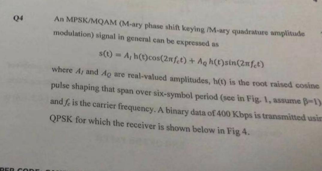 04 An MPSK/ MQAM (M-ary phase shift keying /M-ary | Chegg.com