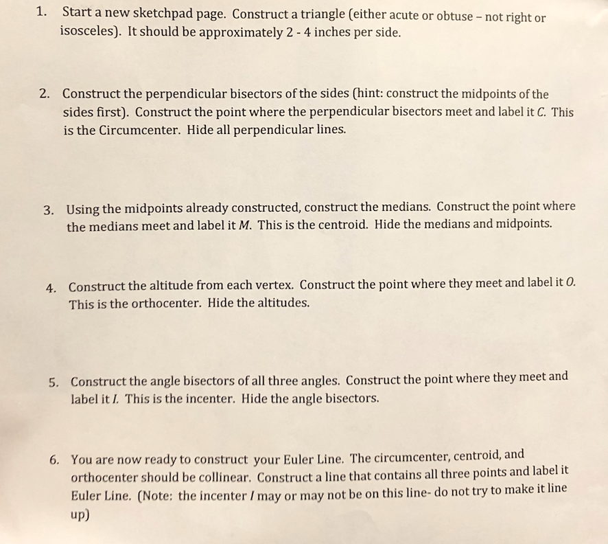 Solved Start a new sketchpad page. Construct a triangle | Chegg.com