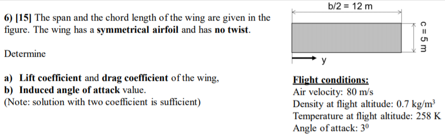 Solved b/2 = 12 m 6) [15] The span and the chord length of | Chegg.com