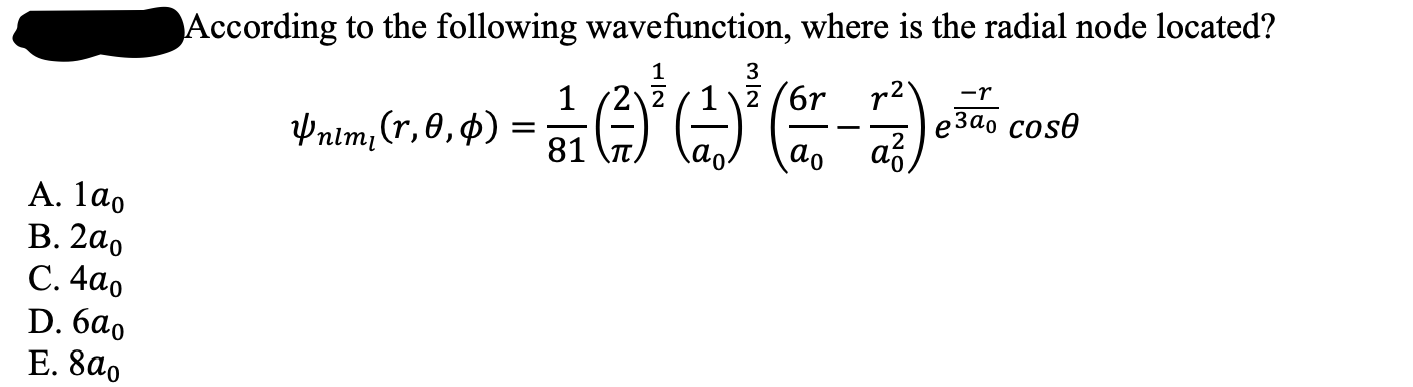 Solved According to the following wavefunction, where is the | Chegg.com