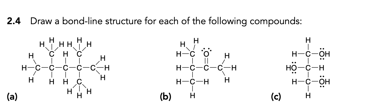 Solved 2.4 Draw a bond-line structure for each of the | Chegg.com