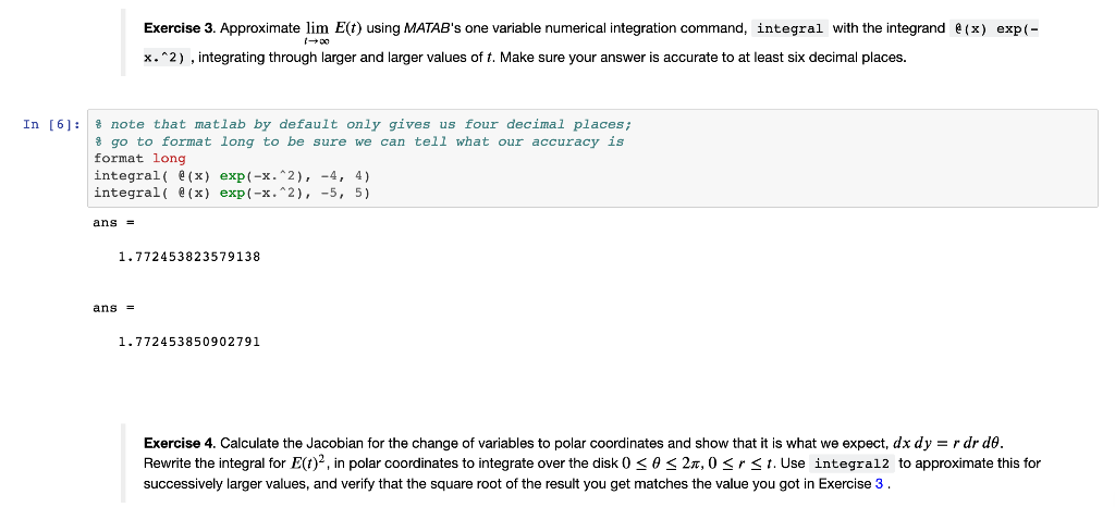 Solved Exercise 3 Approximate Lim Et Using Matabs One 