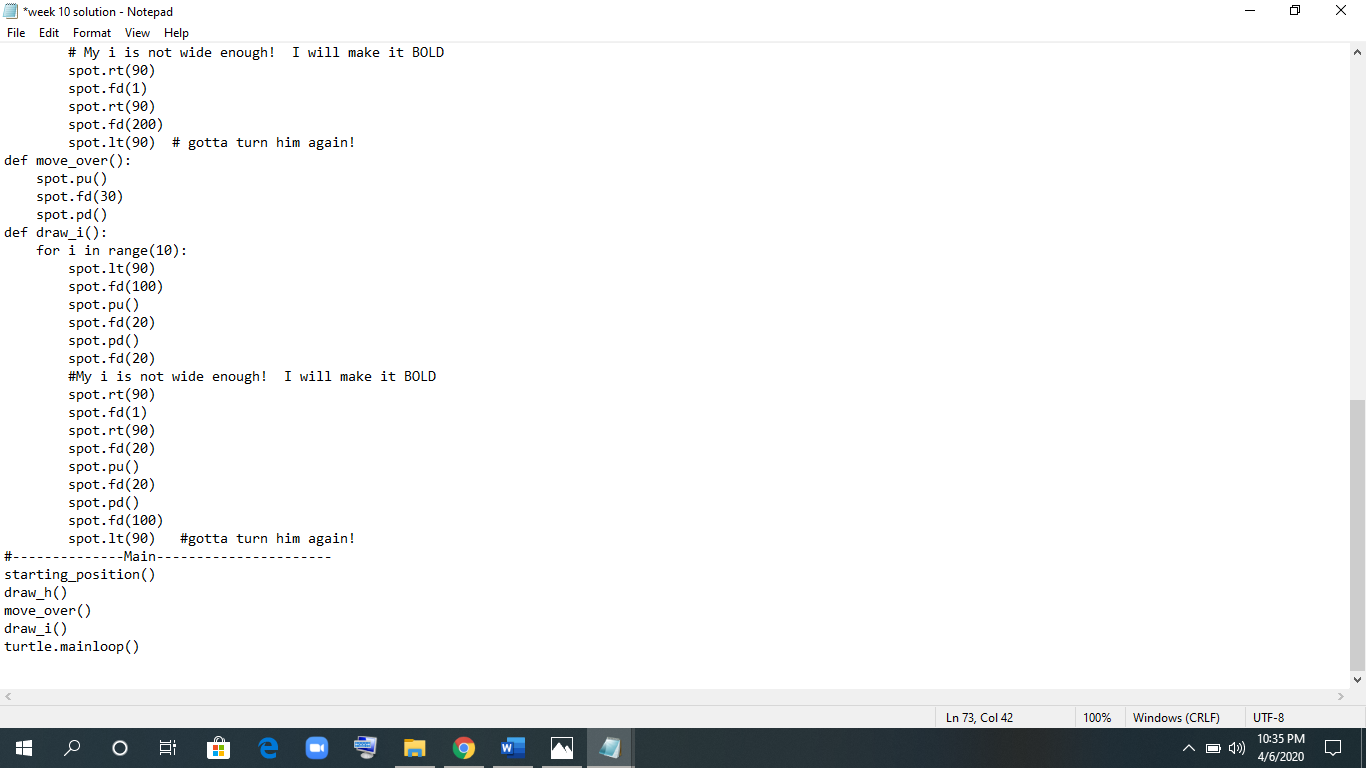 Solved SU Week 11 Programming Assignment turtle version - | Chegg.com
