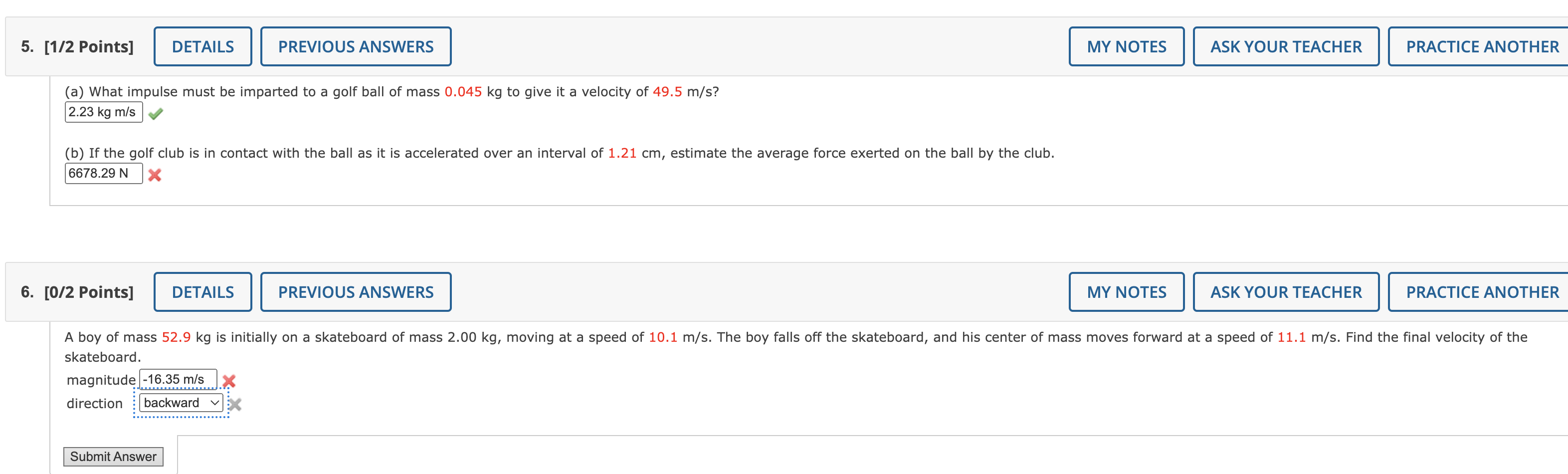 Solved (a) What impulse must be imparted to a golf ball of | Chegg.com