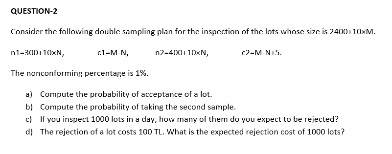 Solved Consider the following double sampling plan for the | Chegg.com