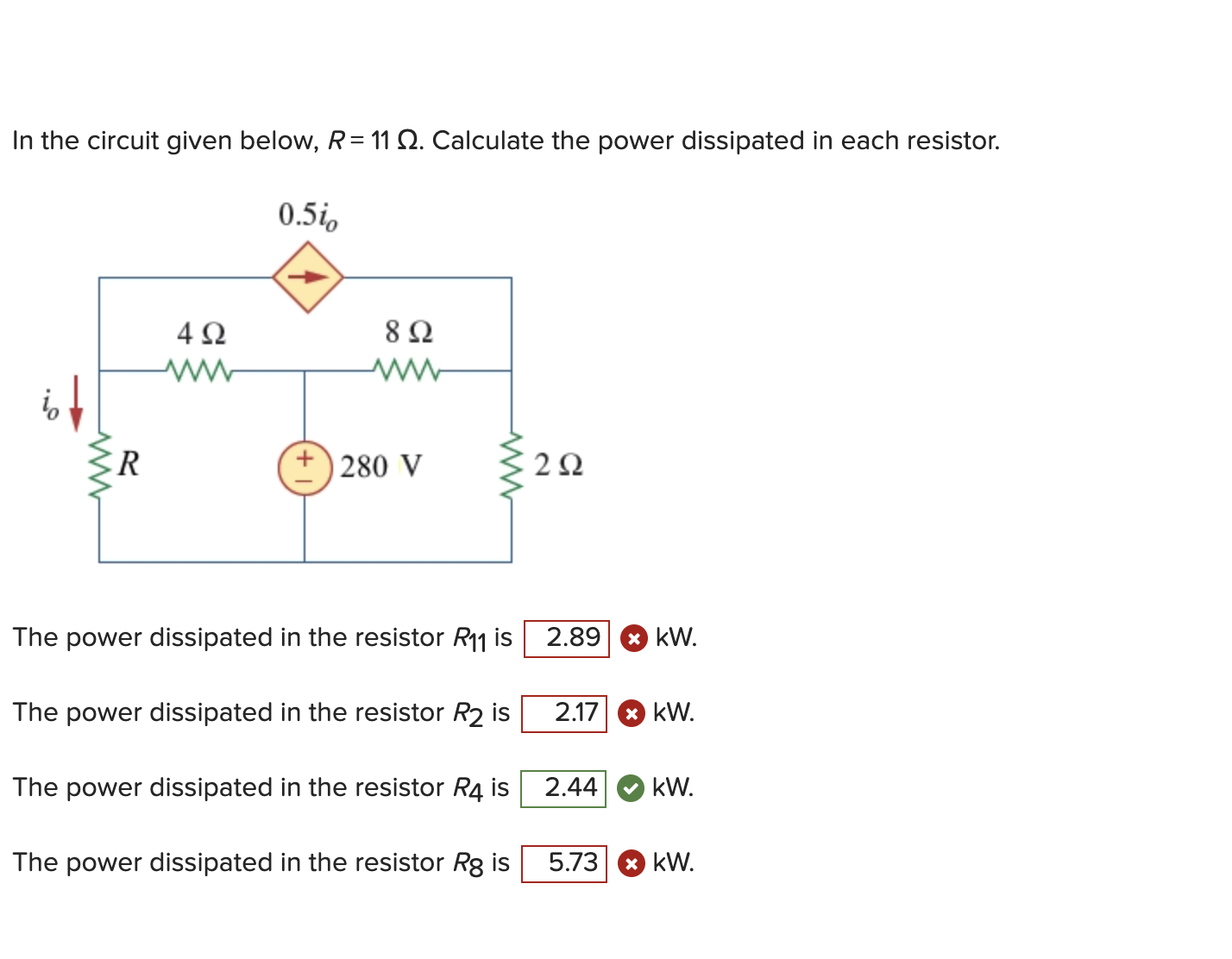 Solved In ﻿the circuit given below, R=11Ω. ﻿Calculate the | Chegg.com