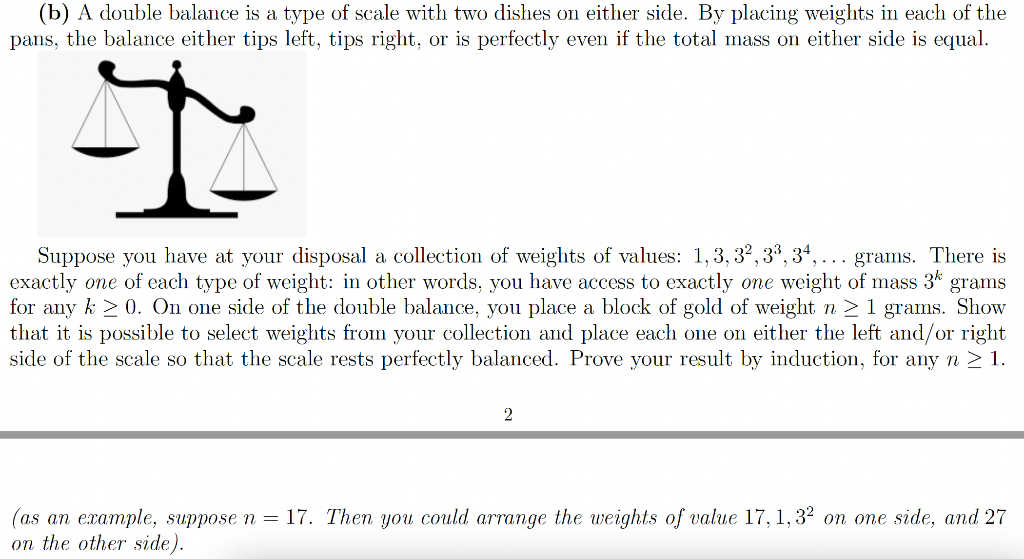 Solved (b) A double balance is a type of scale with two | Chegg.com