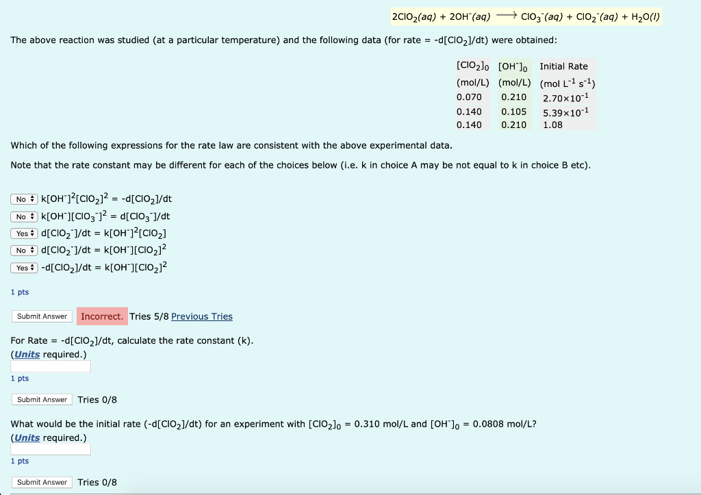 Solved 2C102(aq) + 20H (aq) — CIO3 (aq) + CO2 (aq) + H2O(1) | Chegg.com
