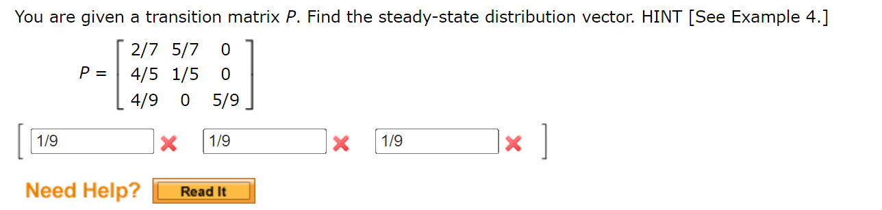 Solved You are given a transition matrix P. Find the | Chegg.com
