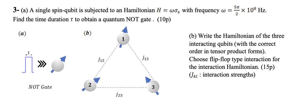 Solved 3- (a) A single spin-qubit is subjected to an | Chegg.com