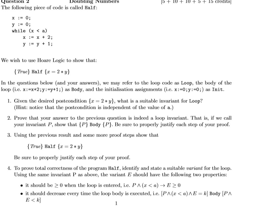 Hoare Logic | Chegg.com