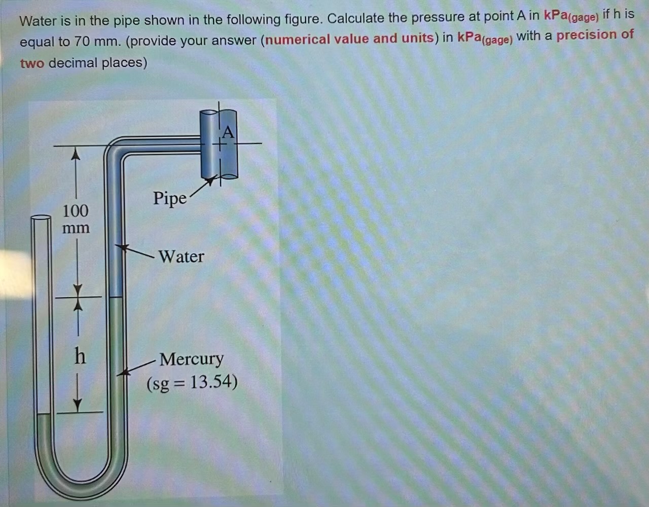 Solved Water is in the pipe shown in the following figure. | Chegg.com