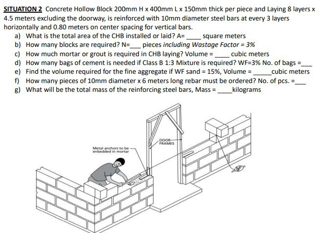 Solved SITUATION 2 ﻿Concrete Hollow Block 200mm H x 400mm L | Chegg.com