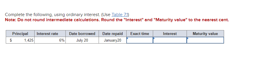 Solved Complete the following, using ordinary interest. (Use | Chegg.com