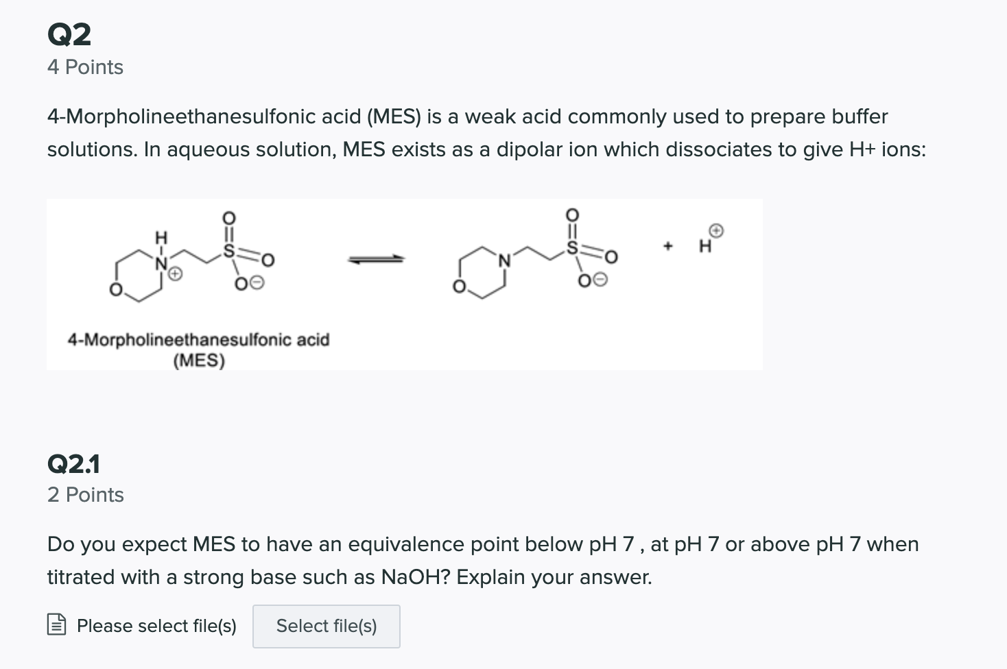 Solved Q2 4 Points a 4-Morpholineethanesulfonic acid (MES) | Chegg.com
