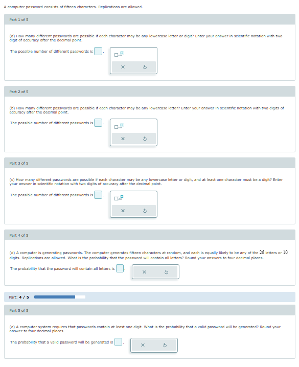 Solved A computer pasaword consists of fifteen characters. | Chegg.com