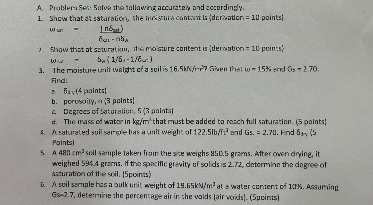 Solved A. Problem Set: Solve the following accurately and | Chegg.com