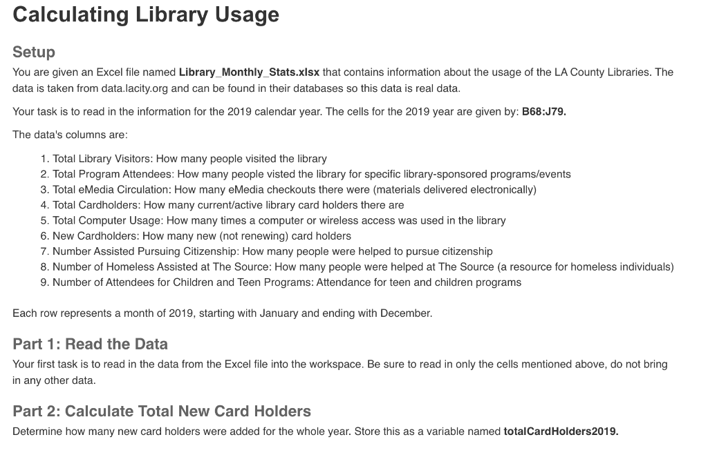 Calculating Library Usage Setup You are given an | Chegg.com