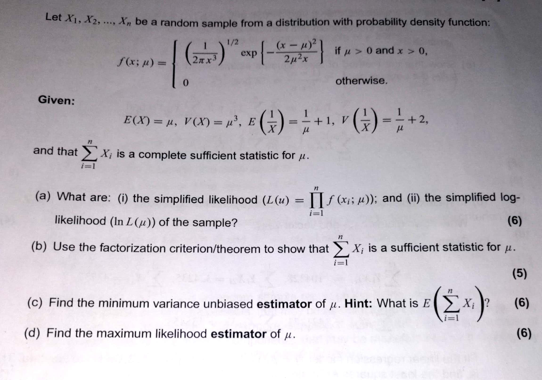 Solved Let X1,X2,…,Xn be a random sample from a distribution | Chegg.com