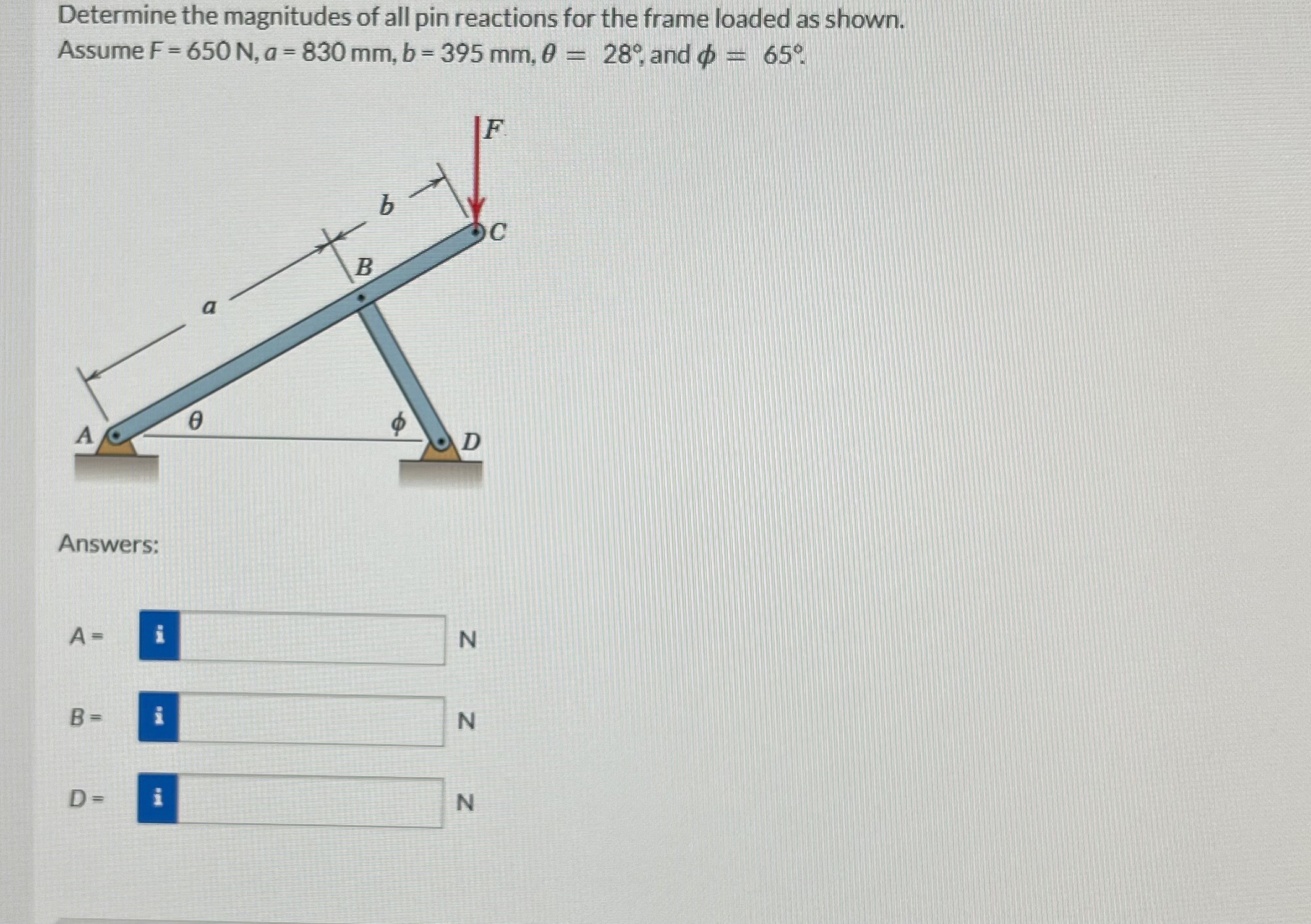 Solved Determine the magnitudes of all pin reactions for the | Chegg.com