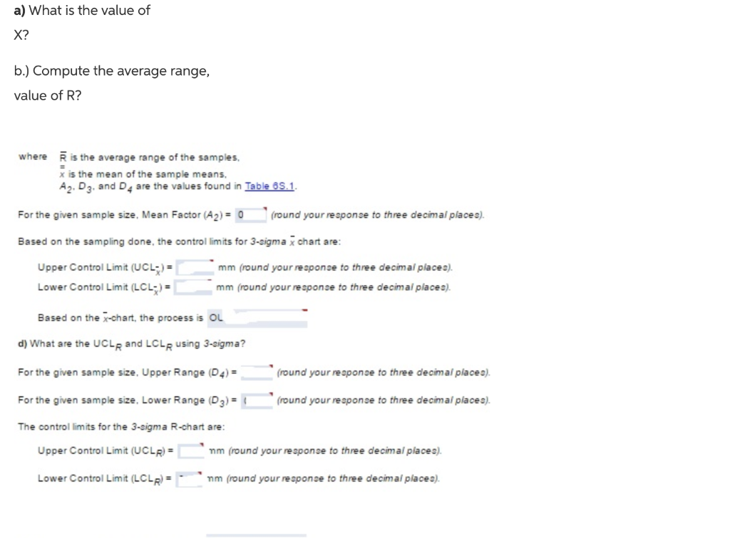 Solved d) What are the UCLR and LCLR using 3-sigma? For | Chegg.com