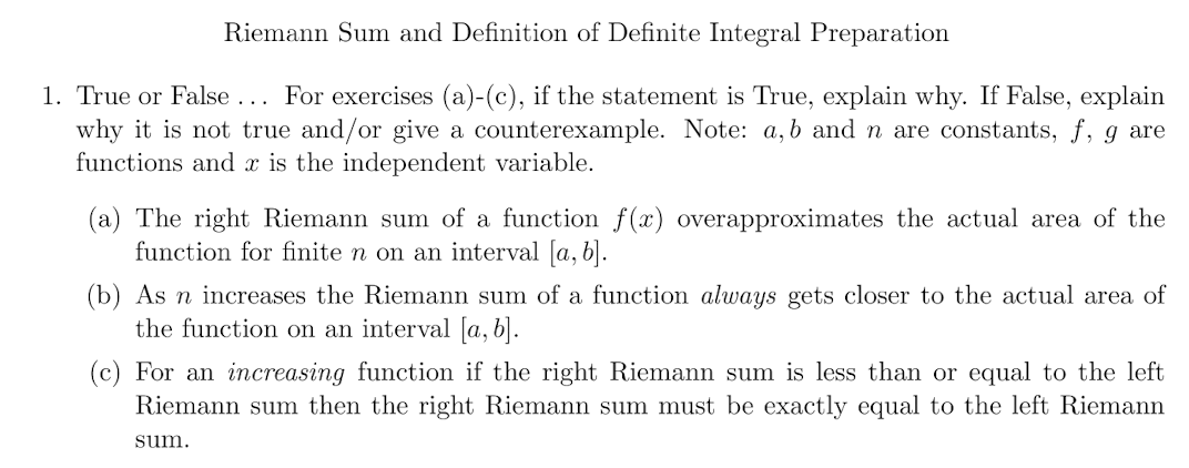 Solved Riemann Sum and Definition of Definite Integral | Chegg.com