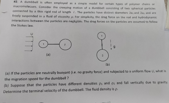 Solved 42. A dumbbell is often employed as a simple model | Chegg.com