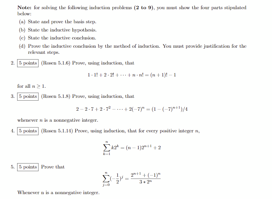 Solved Note: for solving the following induction problems (2 | Chegg.com
