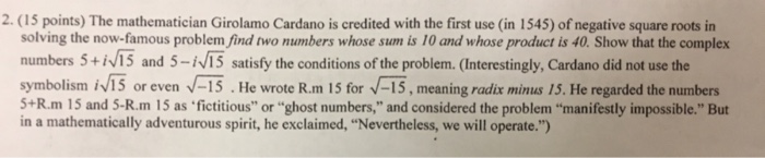 Solved The mathematician Girolamo Cardano is credited with | Chegg.com