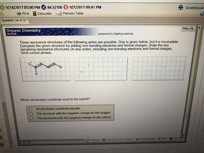 Solved Three resonance structures of the following anion are | Chegg.com