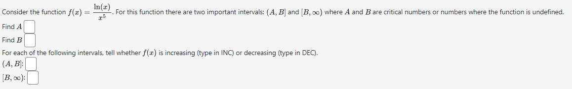 Solved Consider the function f(x)=ln(x)x5. ﻿For this | Chegg.com