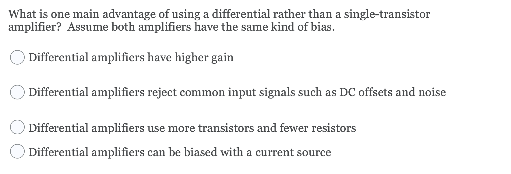 Solved What Is One Main Advantage Of Using A Differential Chegg