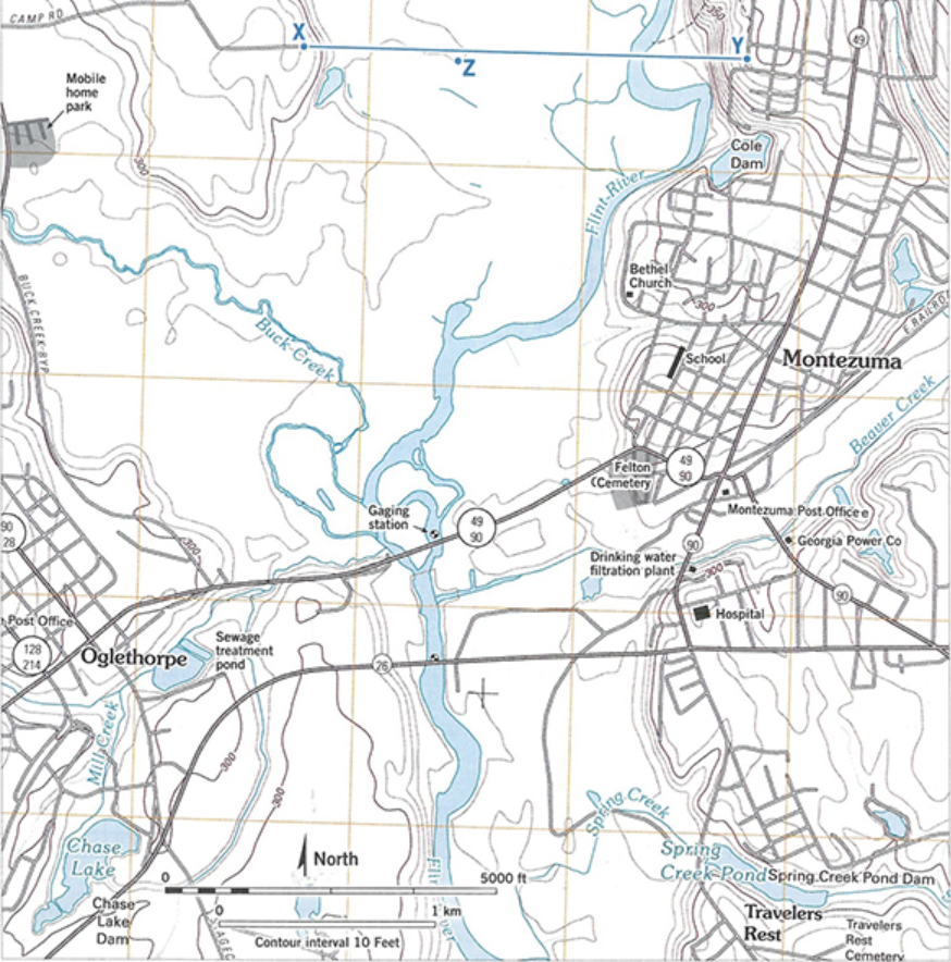 Solved PART 2 – The Flint River in Montezuma, Georgia On a | Chegg.com