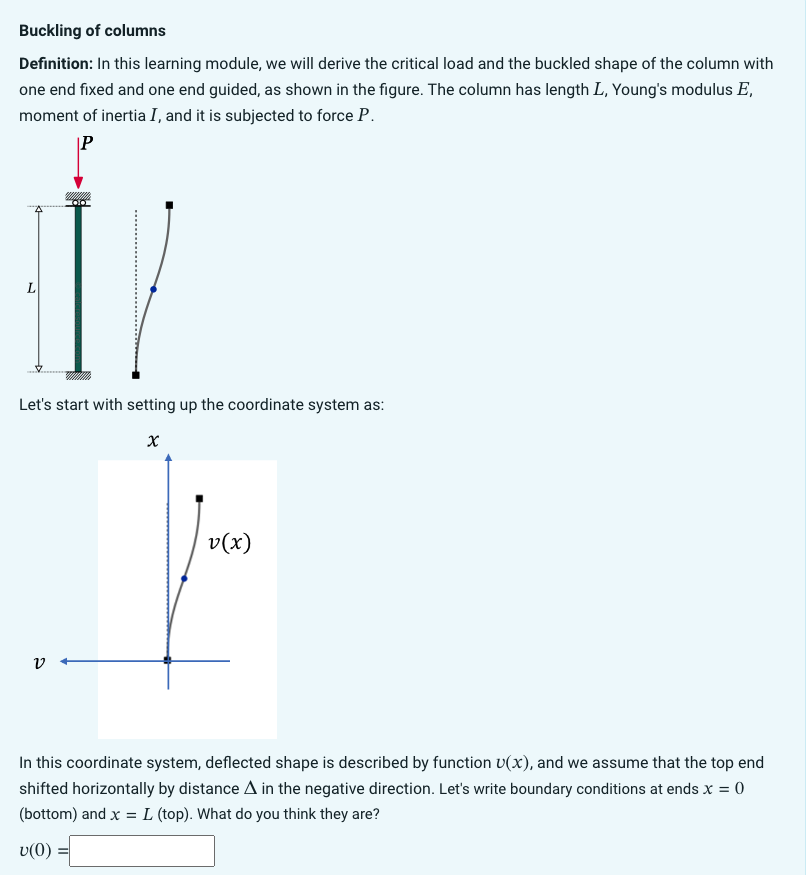 Buckling of columns Definition: In this learning | Chegg.com