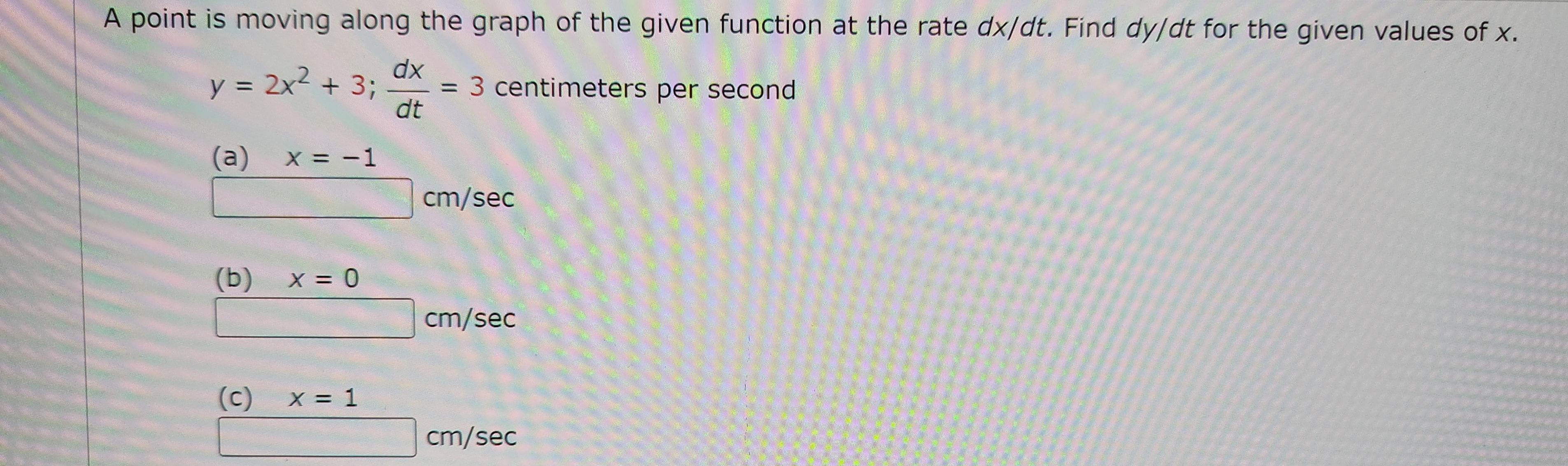 Solved A point is moving along the graph of the given | Chegg.com