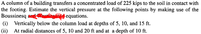 Solved A column of a building transfers a concentrated load | Chegg.com