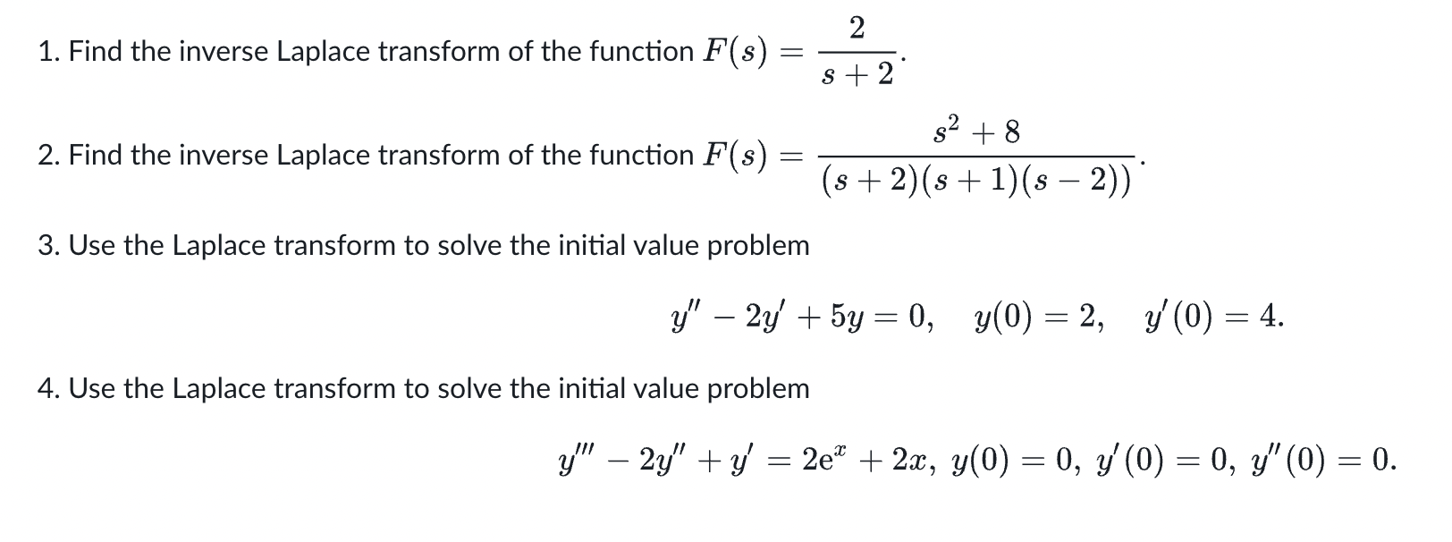 Solved 1. Find the inverse Laplace transform of the function | Chegg.com