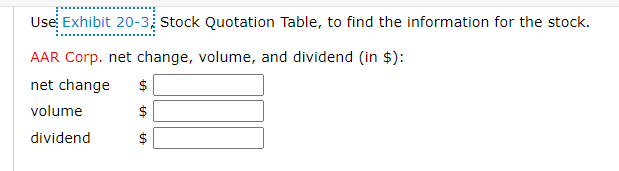 Solved Use Stock Quotation Table, to find the information | Chegg.com