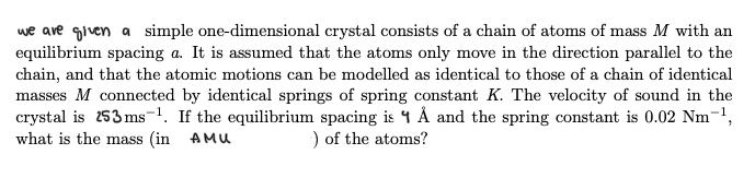 Solved we are given a simple one-dimensional crystal | Chegg.com