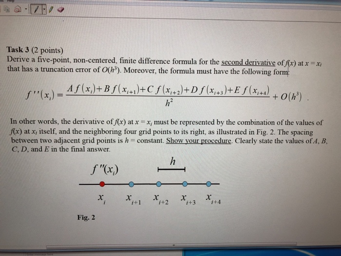 Solved Task 3 (2 points) Derive a five-point, non-centered, | Chegg.com