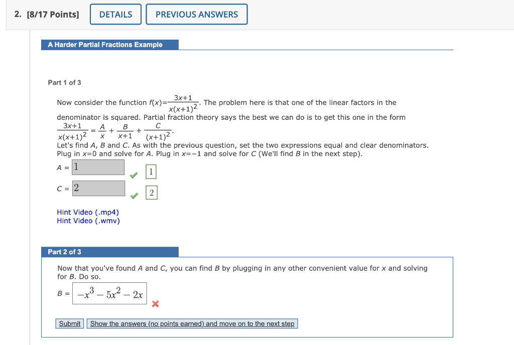 Solved 2. [8/17 Points] DETAILS PREVIOUS ANSWERS A Harder | Chegg.com