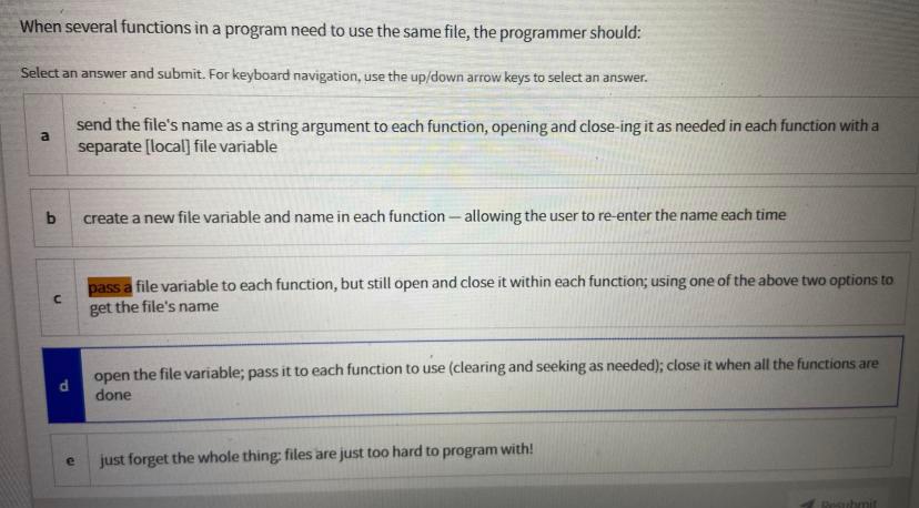 Solved When several functions in a program need to use the | Chegg.com