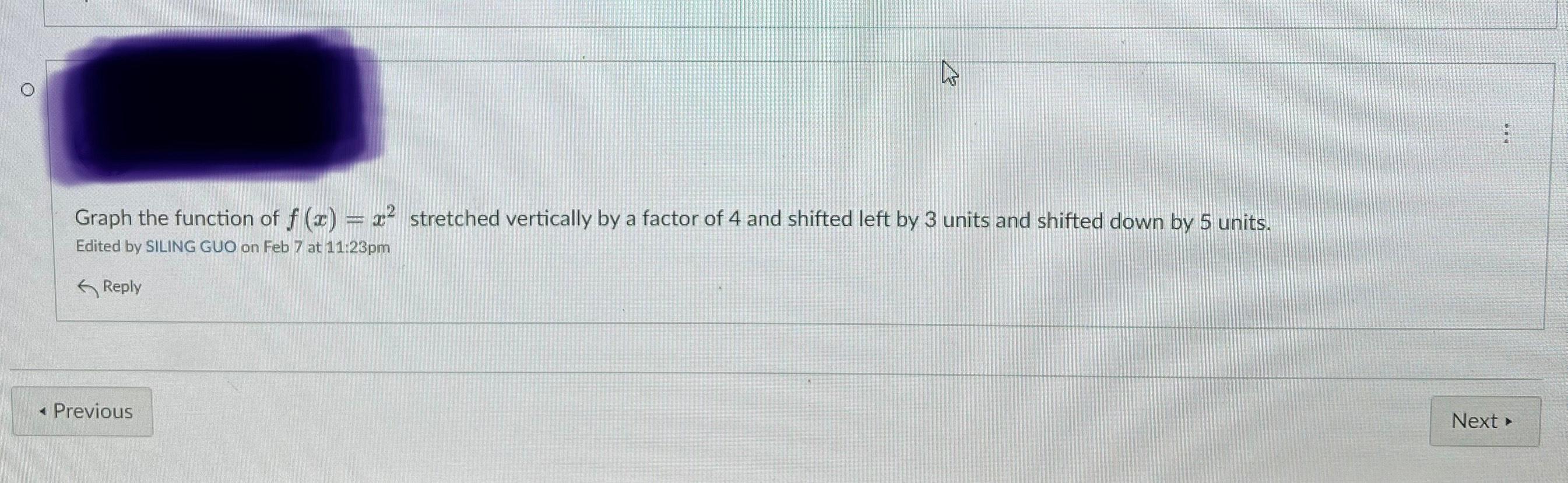 Solved Graph the function of f(x)=x2 stretched vertically by | Chegg.com