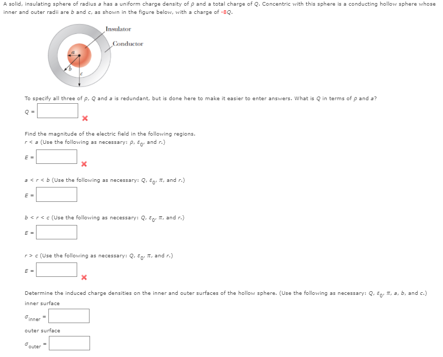 Solved A solid, insulating sphere of radius a has a uniform | Chegg.com