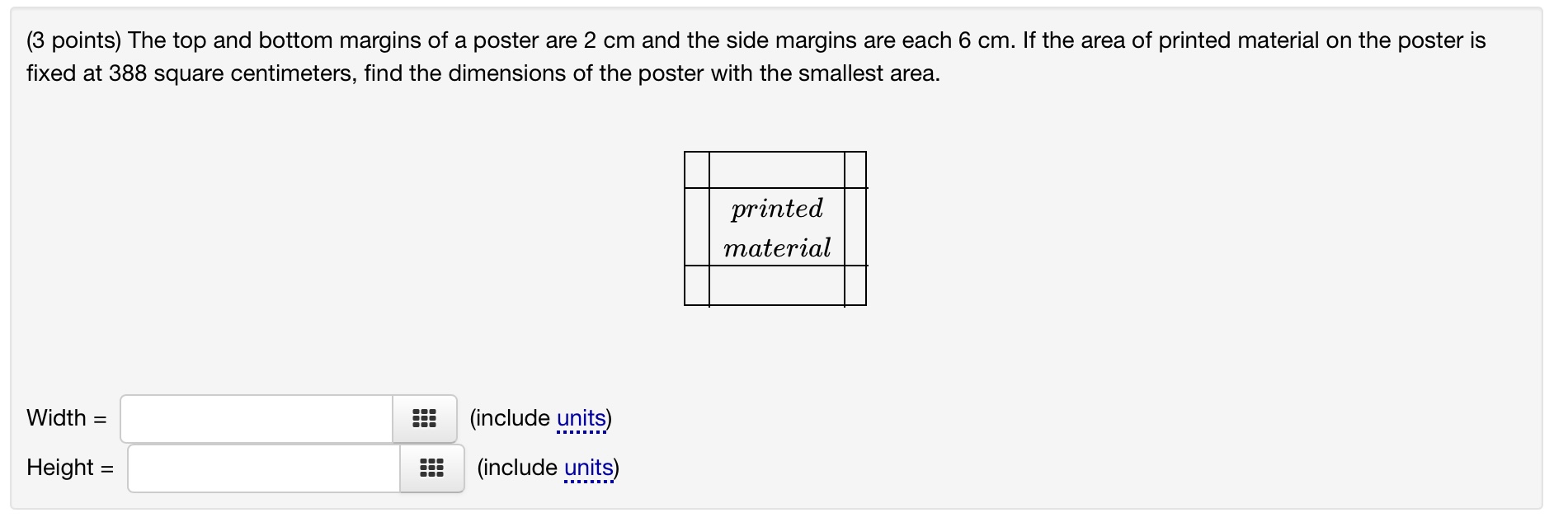 Solved (3 ﻿points) ﻿The top and bottom margins of a poster | Chegg.com