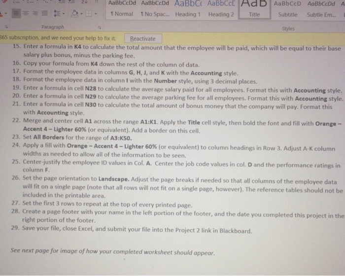 Starting File: Project 2 -Student-SunnyCitrus.xlsx ou | Chegg.com