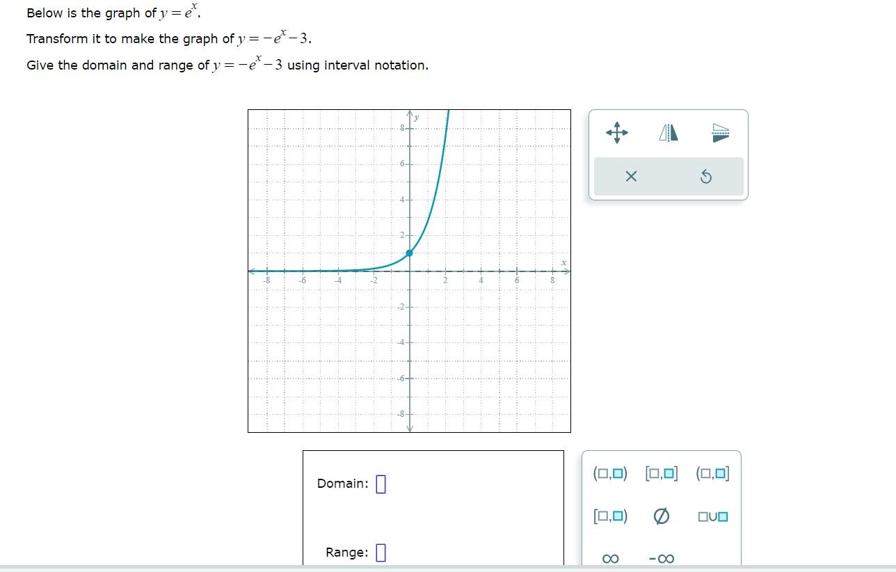 Solved Below is the graph of y=ex. Transform it to make the | Chegg.com